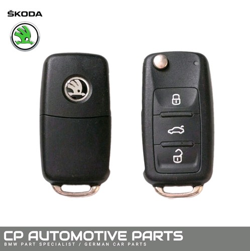 GENUINE SKODA 3 BUTTON FLIP REMOTE KEY FOB TESTED & NEW BATTERY ...
