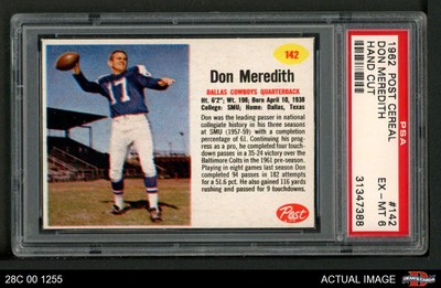 1962 Post Cereal #142 Don Meredith Cowboys SMU PSA 6 - EX/MT | eBay