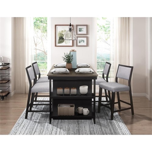 Lexicon Stratus Counter Height Wood Table in Gray and Black with ...