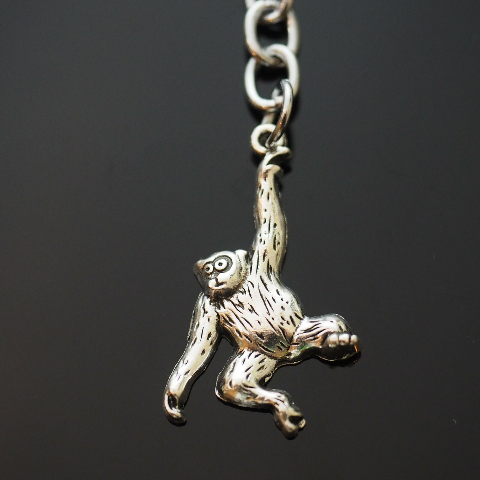 Monkey Chimp Chimpanzee Vintage Silver Charm Keychain Key Chain Zoo Ape ...