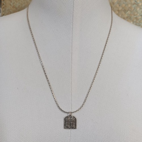 Ten Commandments Necklace Vintage Silver 925 Hebrew Men Women Thick VTG ...