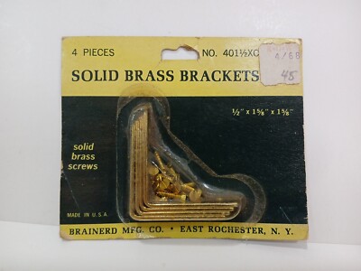 Brainerd Solid Brass Brackets #401XC ~ 1/2" x 1"5/8 x 1"5/8 4 Pieces w ...