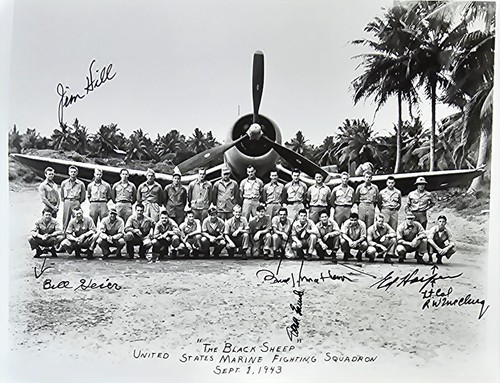 WWII Black Sheep Squadron Pilots W/6 autographs USMC VMF-214 8x10 ...