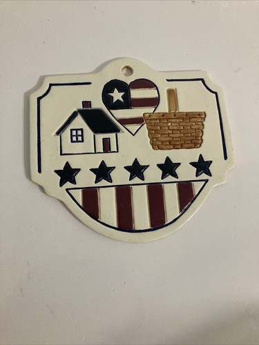 Longaberger Pottery Patriotic Plaque Stars & Stripes Ceramic Carol ...