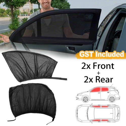 4x Car Side Window Socks Screen Mesh Sun Shade Front + Rear Cover ...