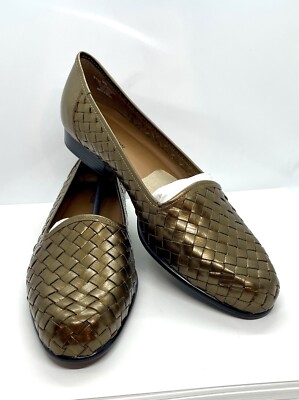Naturalizer "CHECKERS" Champagne Gold Woven Slipper Low Heel Flat - US ...