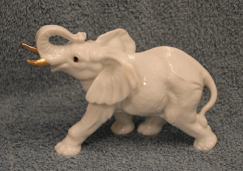 Lenox Elephant Figurine With Gold Tusk Upturned Trunk Porcelain | eBay
