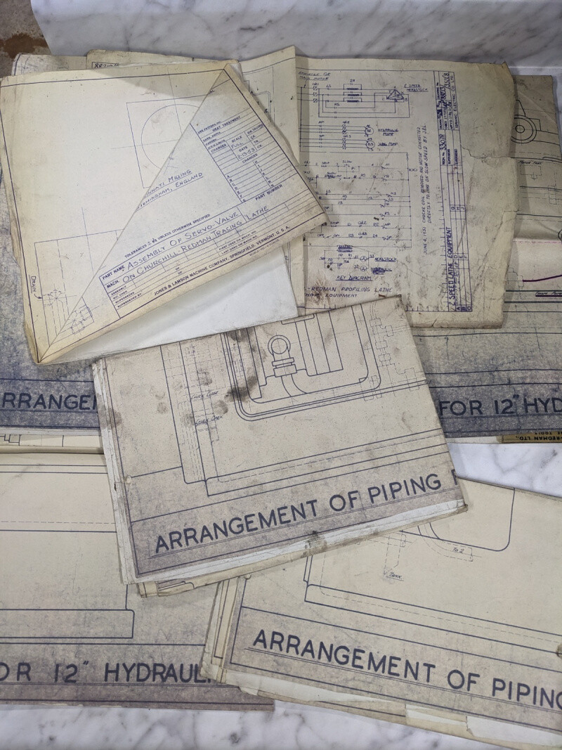 JONES & LAMSON MACHINE CHURCHILL REDMAN TRACING LATHE PRINTS DRAWINGS ...