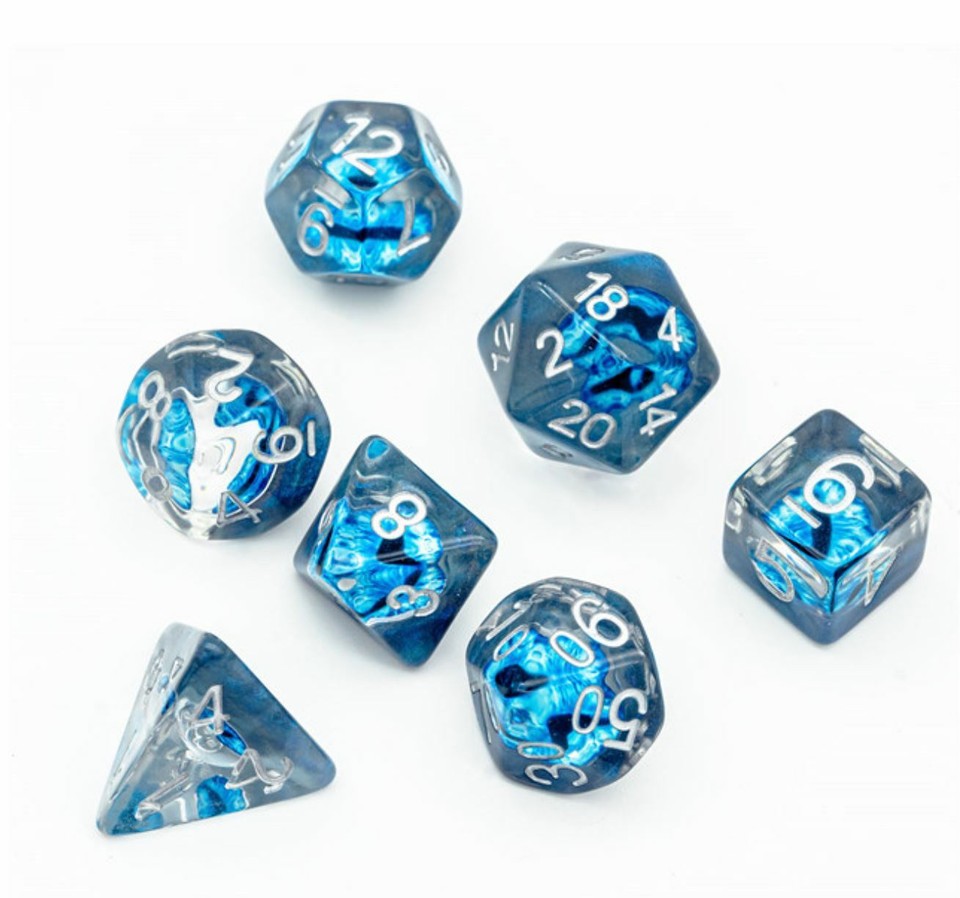 🧿 Blue Demon's Eye Dice Set Poly RPG DnD Dungeons Dragons AD&D ...