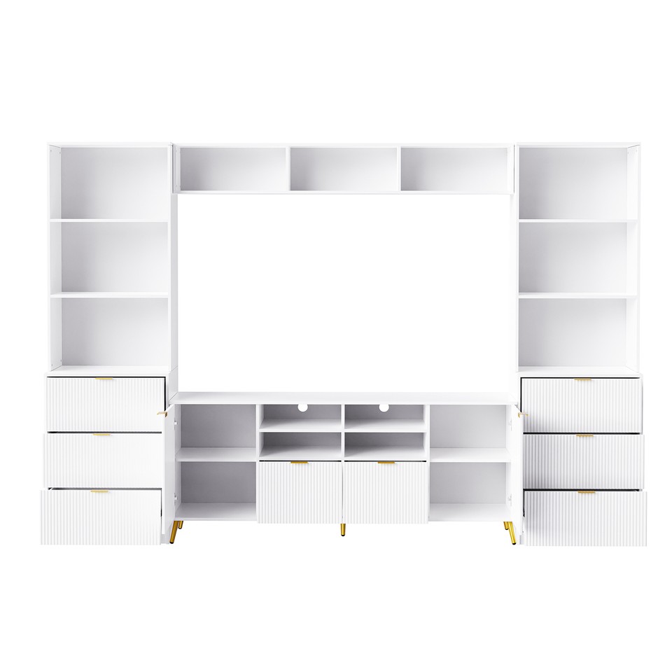 Entertainment Wall Unit Set with Bridge for TVs Up to 70'' Ample ...
