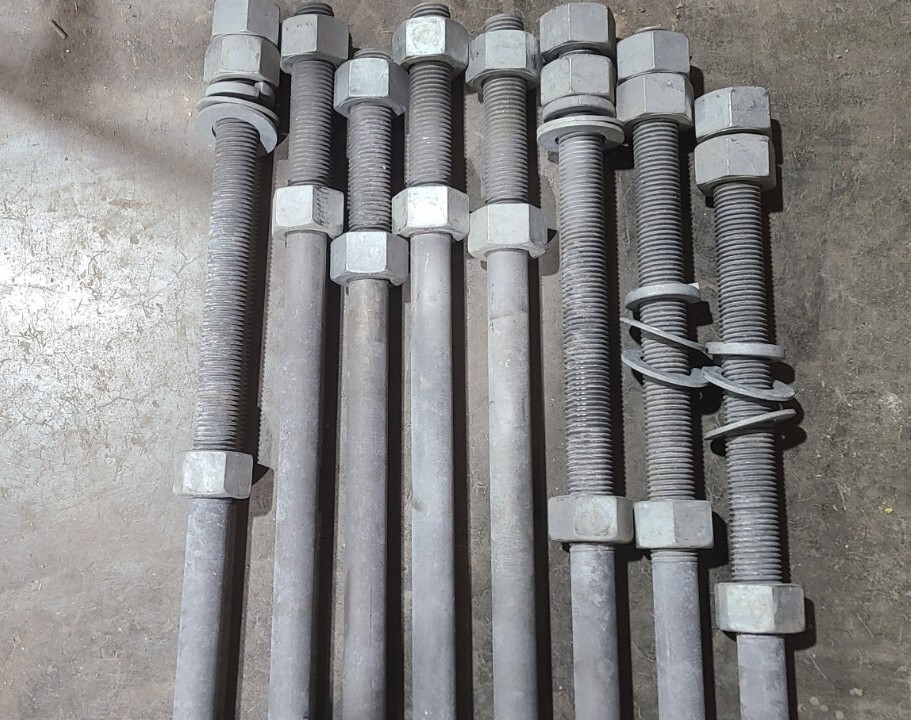 FOUR GALVANIZED HIGH STRENGTH ROLLED 1 1/4" X 48" ANCHOR BOLTS | eBay