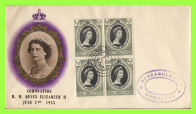 Gibraltar 1953 QEII Coronation block on BPA First Day Cover | eBay UK