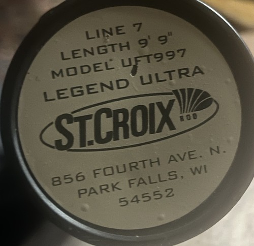 St Croix Legend Ultra 9’ 9” 7 Wt 3 Piece Fly Rod With Tube Model UFT997 ...