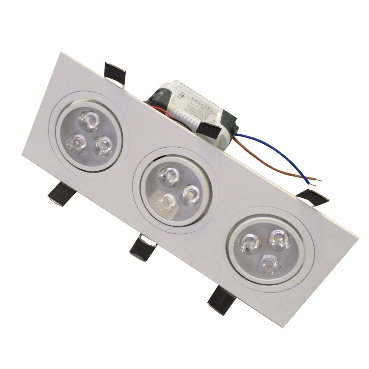 9W(3*3W) LED Ceiling Recessed Light Three-head Grid Lamp Fixture Home ...