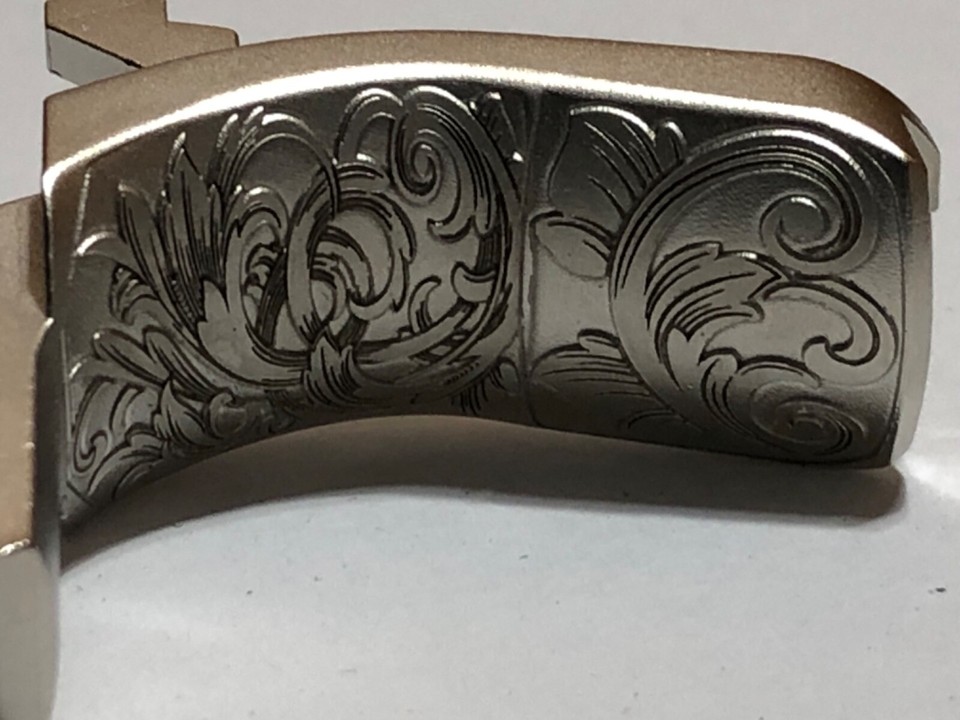 1911 GI Style Grip Safety - NEW satin nickel deep laser engraved scroll ...