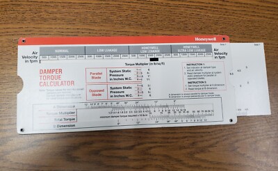 HONEYWELL Slide Rule damper torque calculator for electric actuators | eBay