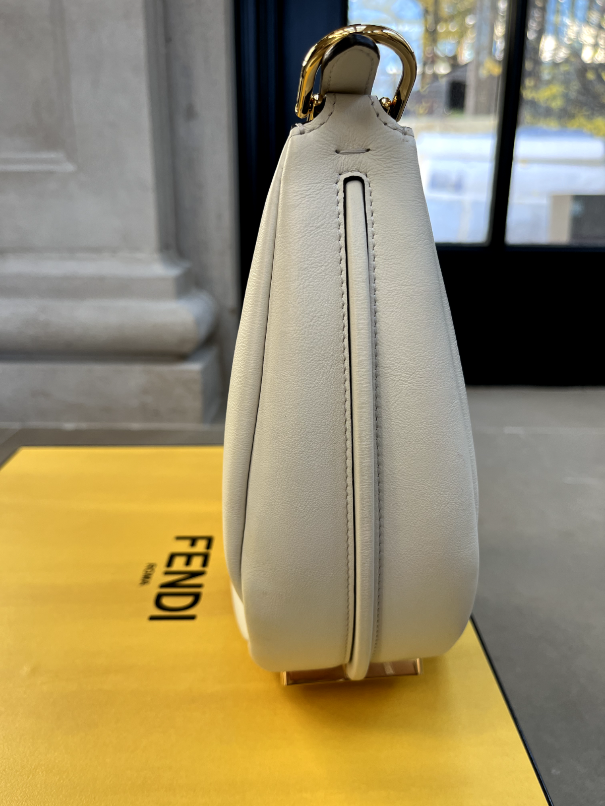 Fendi Fendigraphy White Shoulder Bag in Calf Leather Small Matte ...