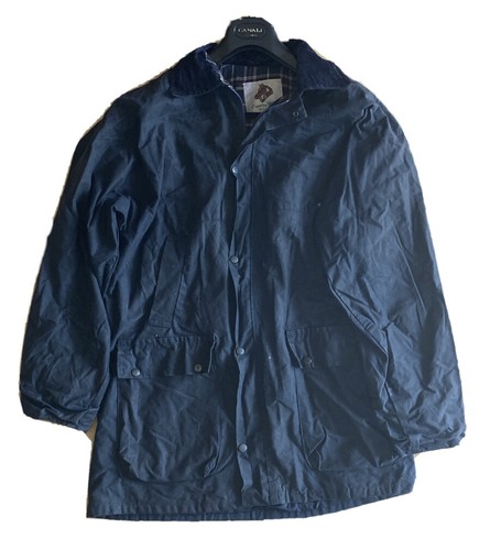COUNTRY WEAR Wax Jacket Coat Mens XL Blue Waxed Cotton Vintage Made In ...