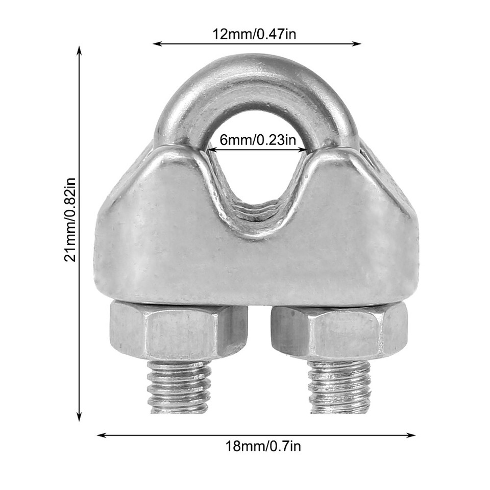 12PCS Wire Rope Grips Fitting Cable Cord Tie Clamps U Bolts Heavy Duty ...