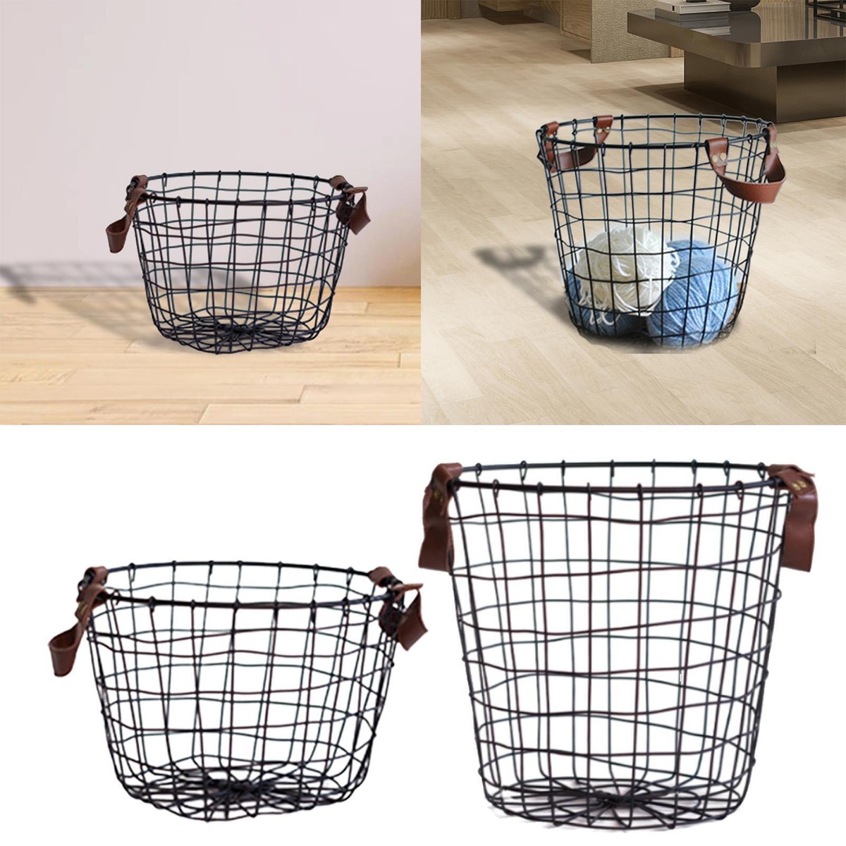 Wire Bathroom Basket Large Metal Wire Stacking Baskets With Handles