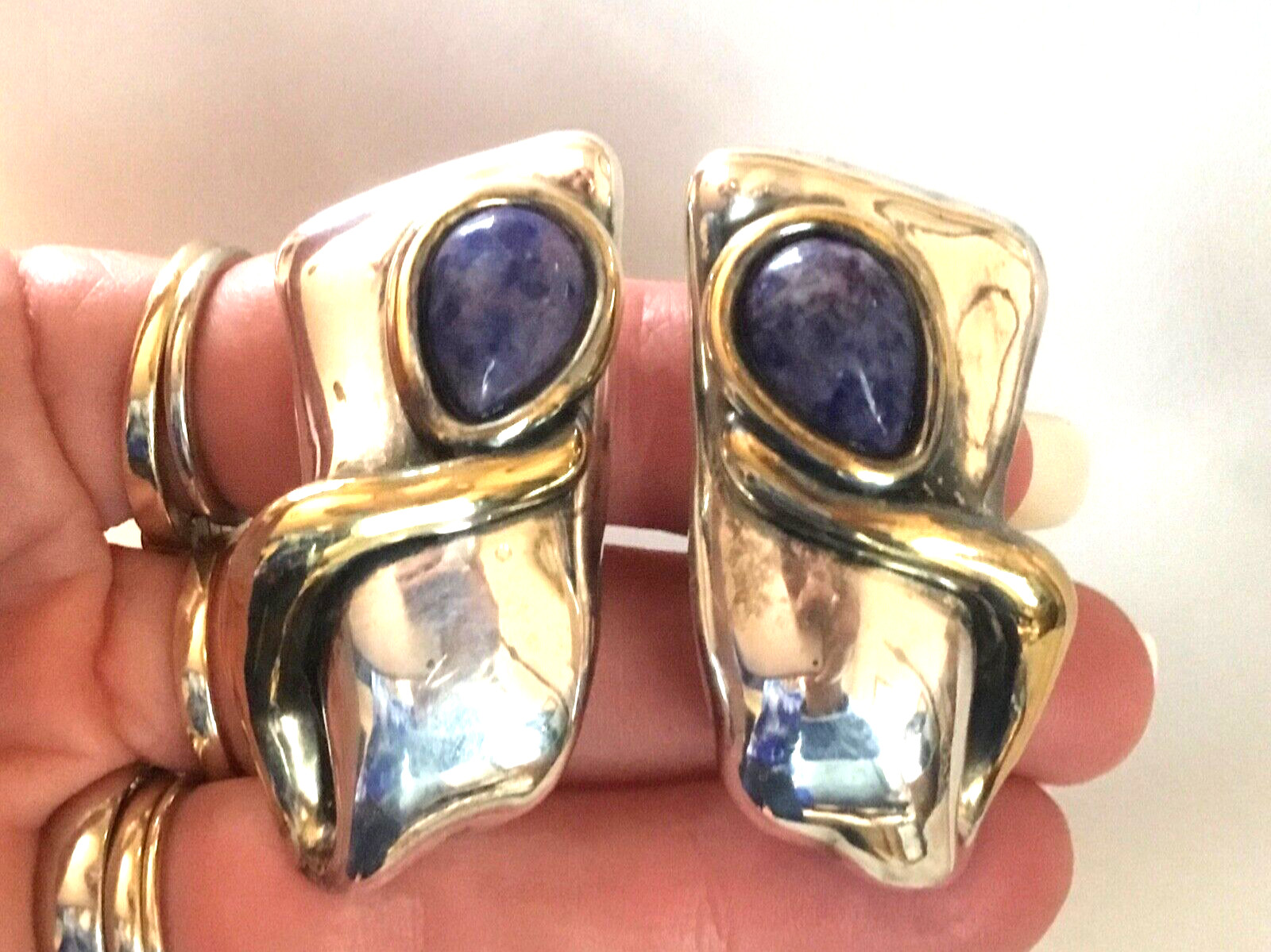 RETRO LARGE BAT-AMI STERLING 2-TONE ORGANIC PURPLE GE… - Gem