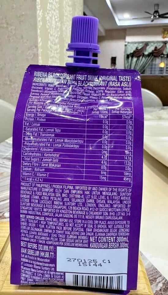 Original Taste Ribena Blackcurrant Fruits Drink 300ml x 3 Packs, FAST ...