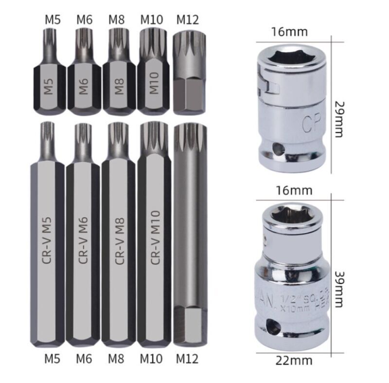 40Pcs/set Drive Male Female Torx Torque Tork Star Bits Chrome Sockets ...