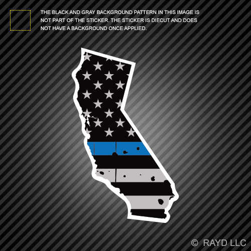 Distressed Thin Blue Line California State Shaped Subdued US Flag ...