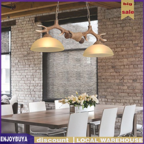 Rustic Cabin Deer Antler Chandelier 2-Light Hunter Lamp Fixture Ceiling ...
