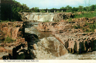 Postcard Upper & Lower Falls of the Big Sioux River Sioux Falls South ...