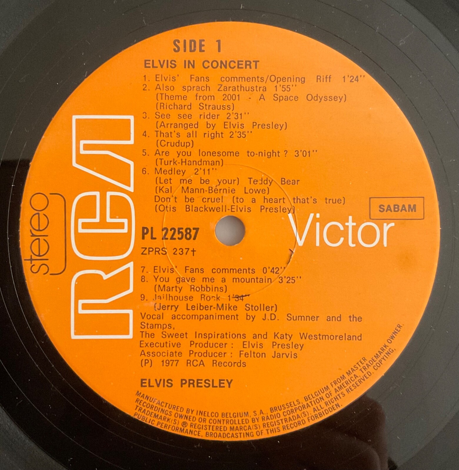 Elvis Presley 2LP Elvis In Concert (Orange Label) (RCA APL 2-2587 ...