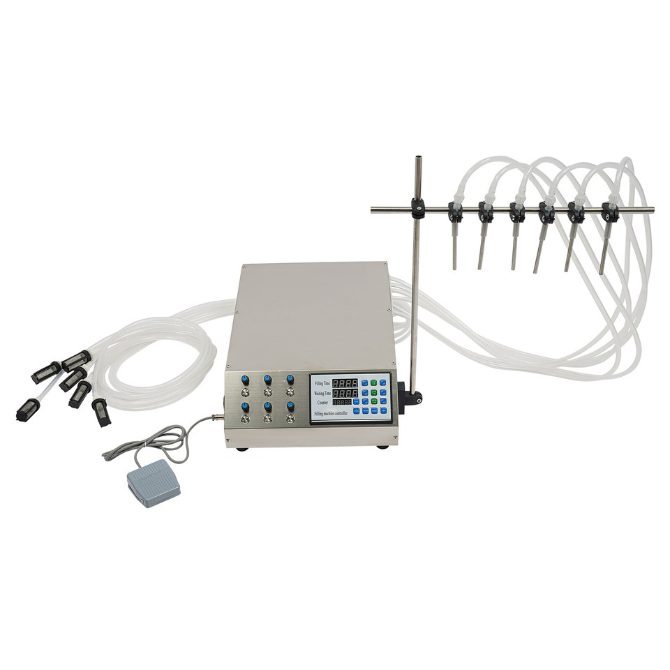 5L 6 Head Semi-automatic Liquid Filling Machine Electric Bottle Filler ...