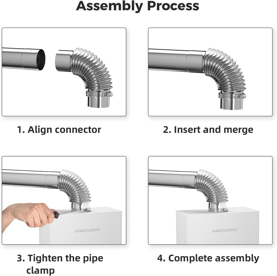 Straight Pipe Vent Kit Venting Sets for Water Heater Vent Elbow+Chimney ...
