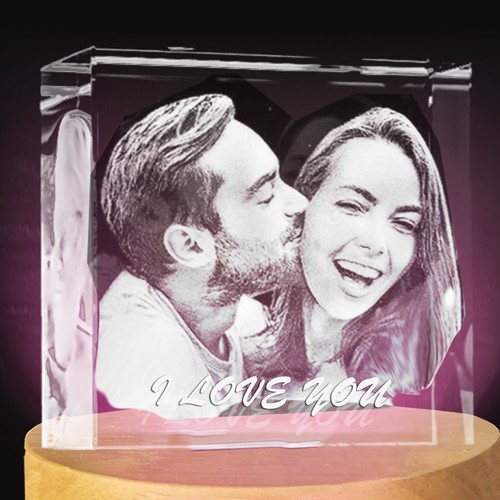 3D Photo Crystal Block Personalised - Laser Etched - Gift Boxed Present ...