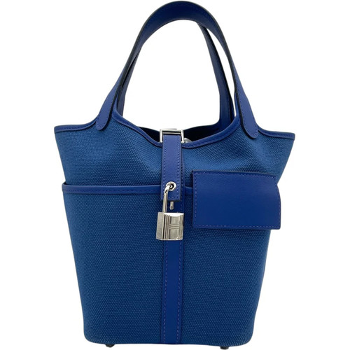 HERMES Picotin Lock PM Cargo U Stamp Blue Togo Handbag Silver Hardware ...