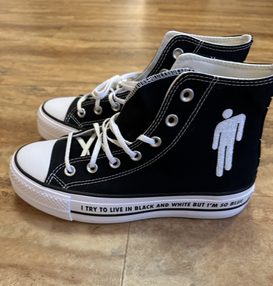New In Box Converse X Billie Eilish Custom Collab Black Platform Blosh ...