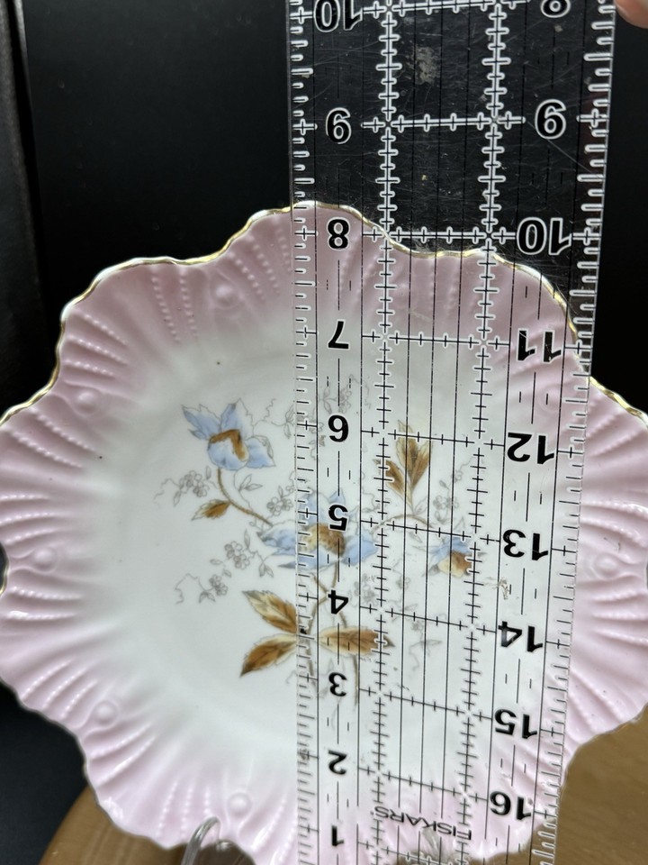 Antique Hand Painted Pink Scalloped Floral Plates Set Of 2 | eBay