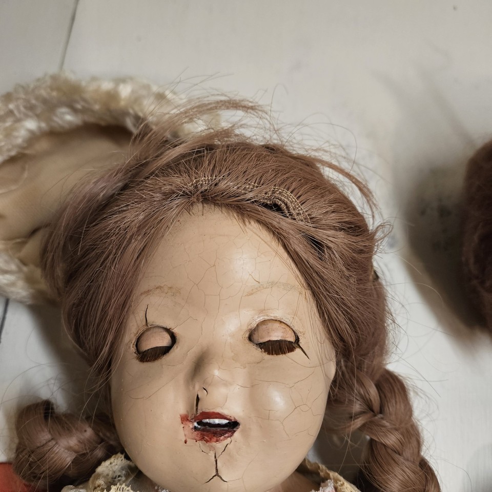Vtg Composition Doll Lot Creepy Moving Eyes Lot of 2 Parts Repair ...