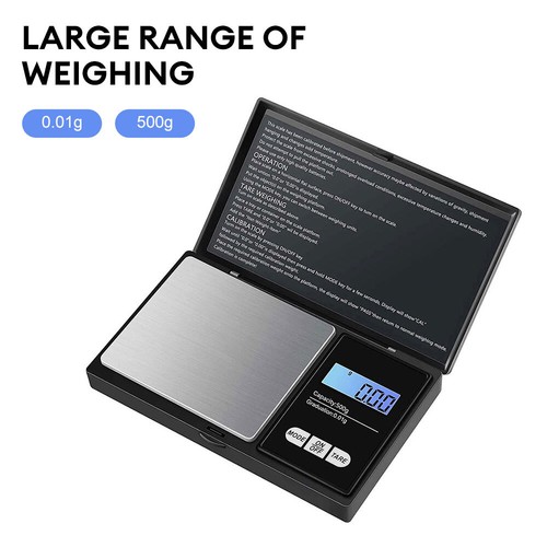 Digital Scale 500g x 0.01g Jewelry Pocket Gram Gold Silver Coin Herb ...