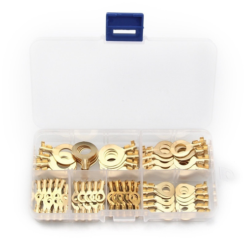150Pcs Insulated Brass Crimp Ring Spade Electrical Set Terminals Wire ...