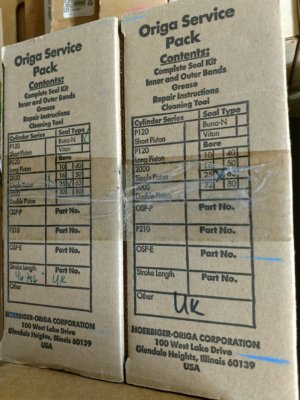 ORIGA DH Cylinder Repair KIT Series 2000 Single Piston 25 Bore Buna-N ...