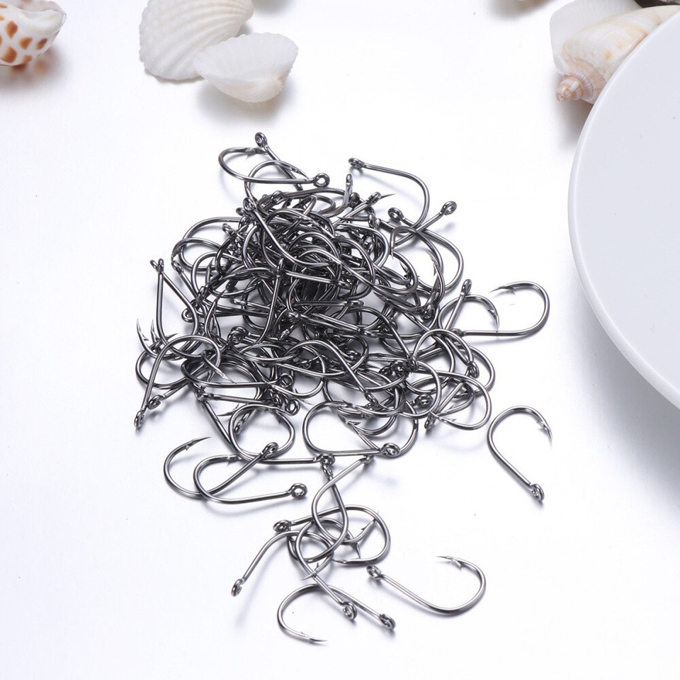 100 PCS Fishing Accessories Barbed Fishing Hooks Weighted Fishing Hook ...