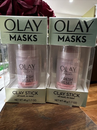 Lot Of (2) Olay Masks ~ Fresh Reset Clay Stick Pink Mineral Complex ...