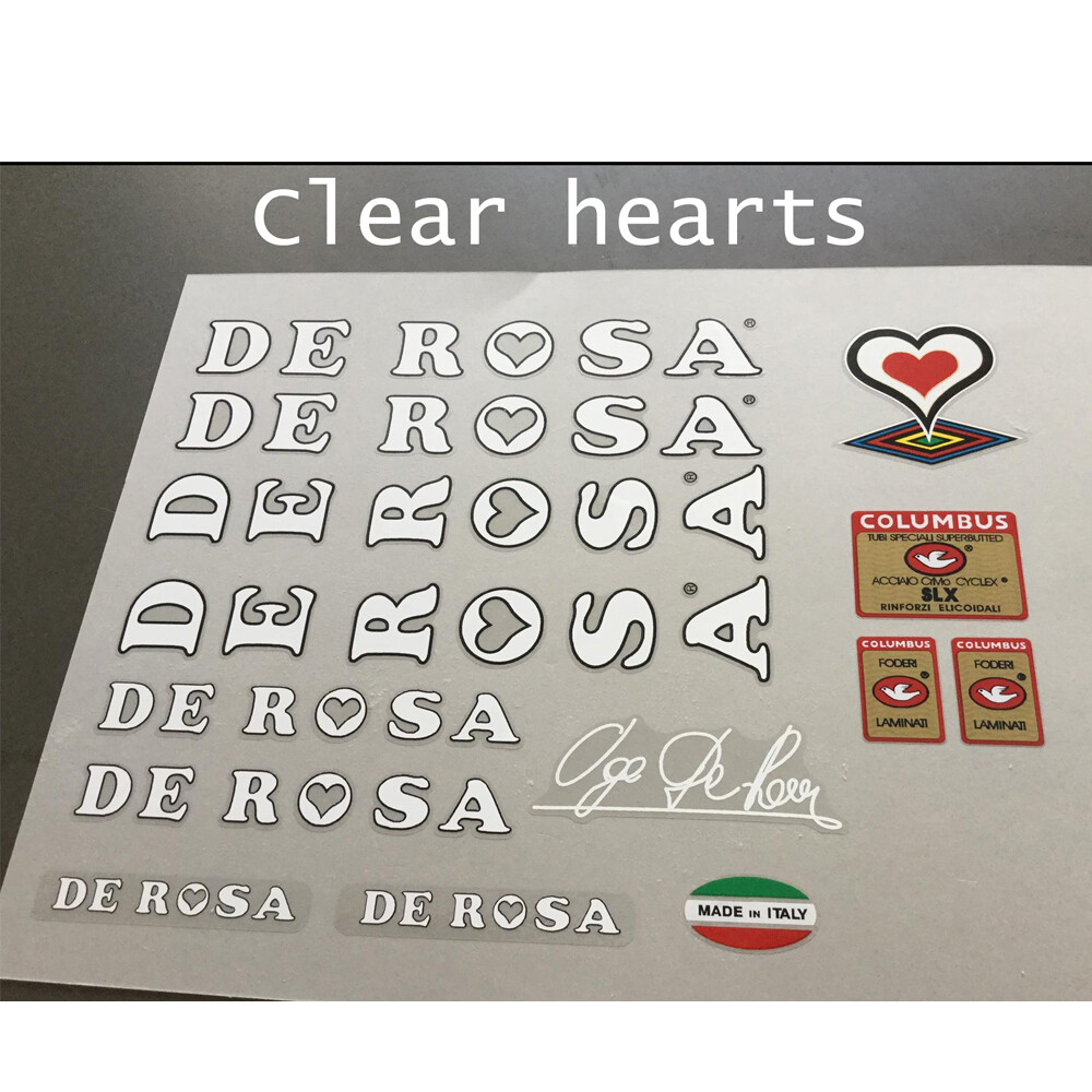 Derosa De Rosa 80s Decals set choice of clear or red hearts restoration ...