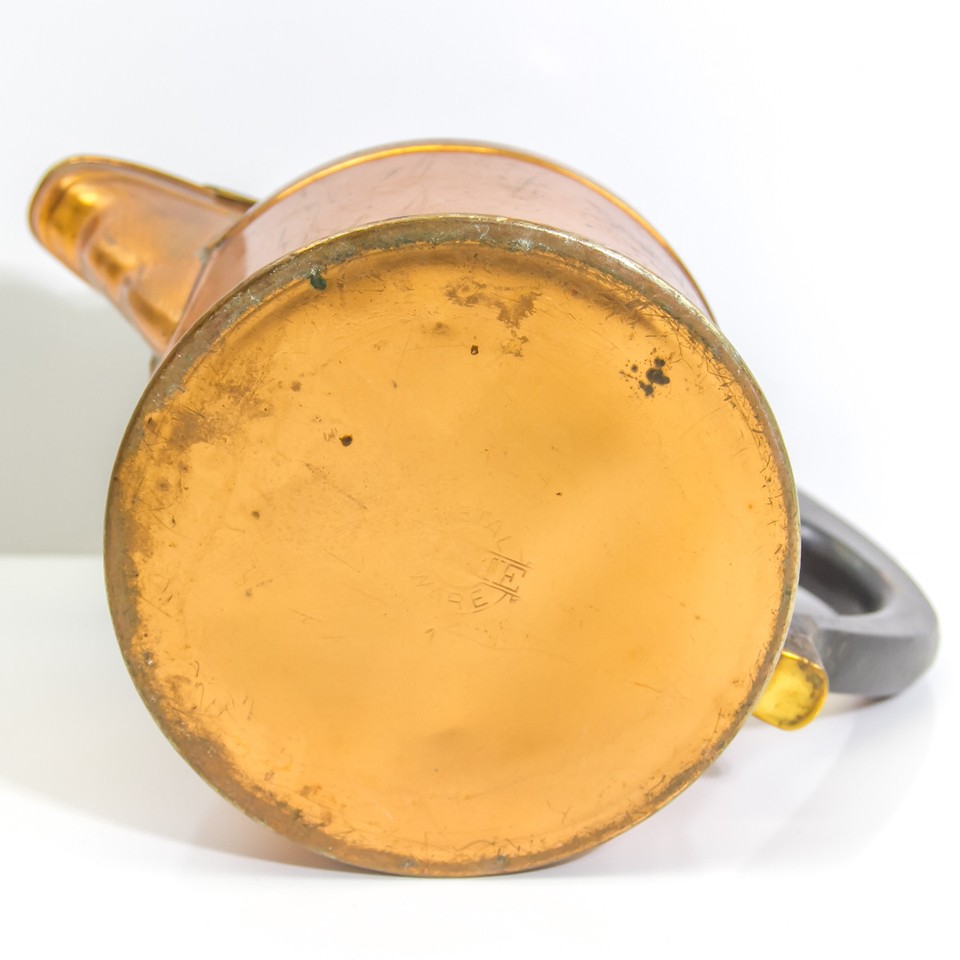 VINTAGE ESTATE ROME METAL WARE COPPER FINISH TEA POT W/ WOOD HANDLE 6.5 ...