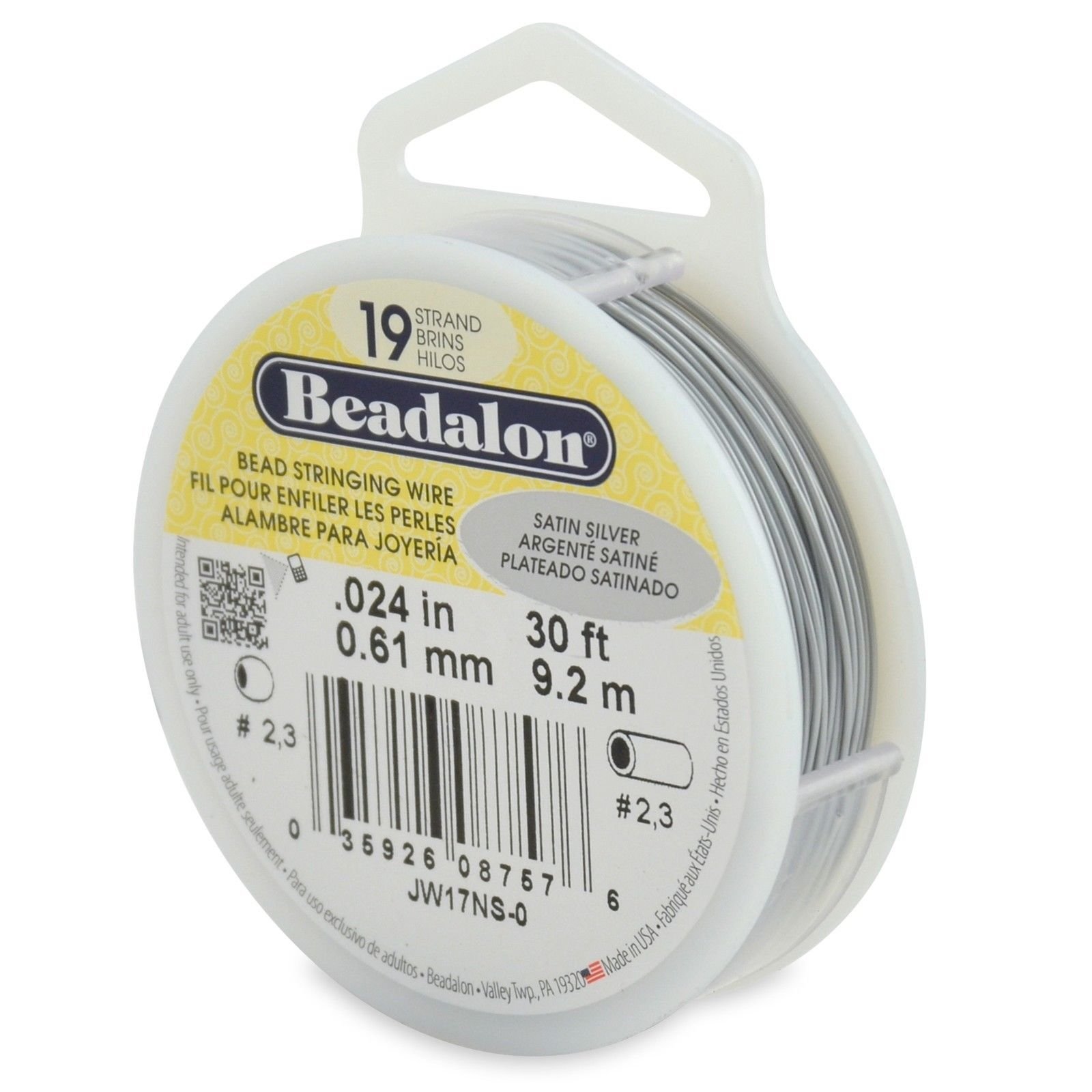 Beadalon Satin Silver .024" Bead Stringing Wire 19 Strand Flex Wire ...