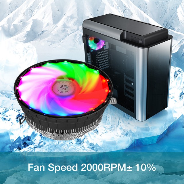 Desktop Cooling Fan RGB Color CPU Cooler LED Air Heatsink Intel AMD PC ...