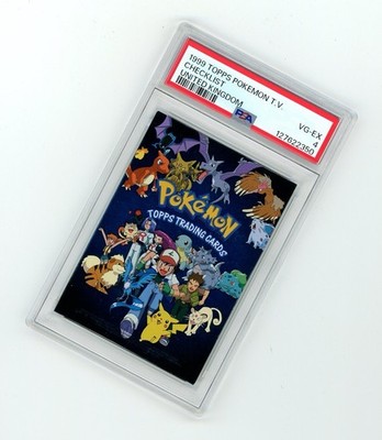 VERY RARE 1999 Topps POKEMON TV CHECKLIST FOIL UNITED KINGDOM! PSA 4 ...