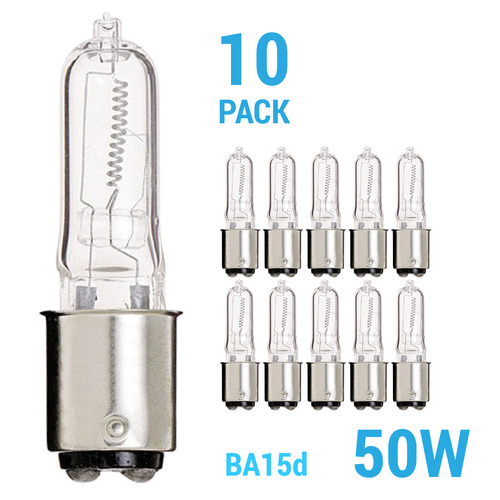 (10 Pack) JD Type CLEAR Bulbs 50Q/CL 50W 120V T4 Double Contact DC ...