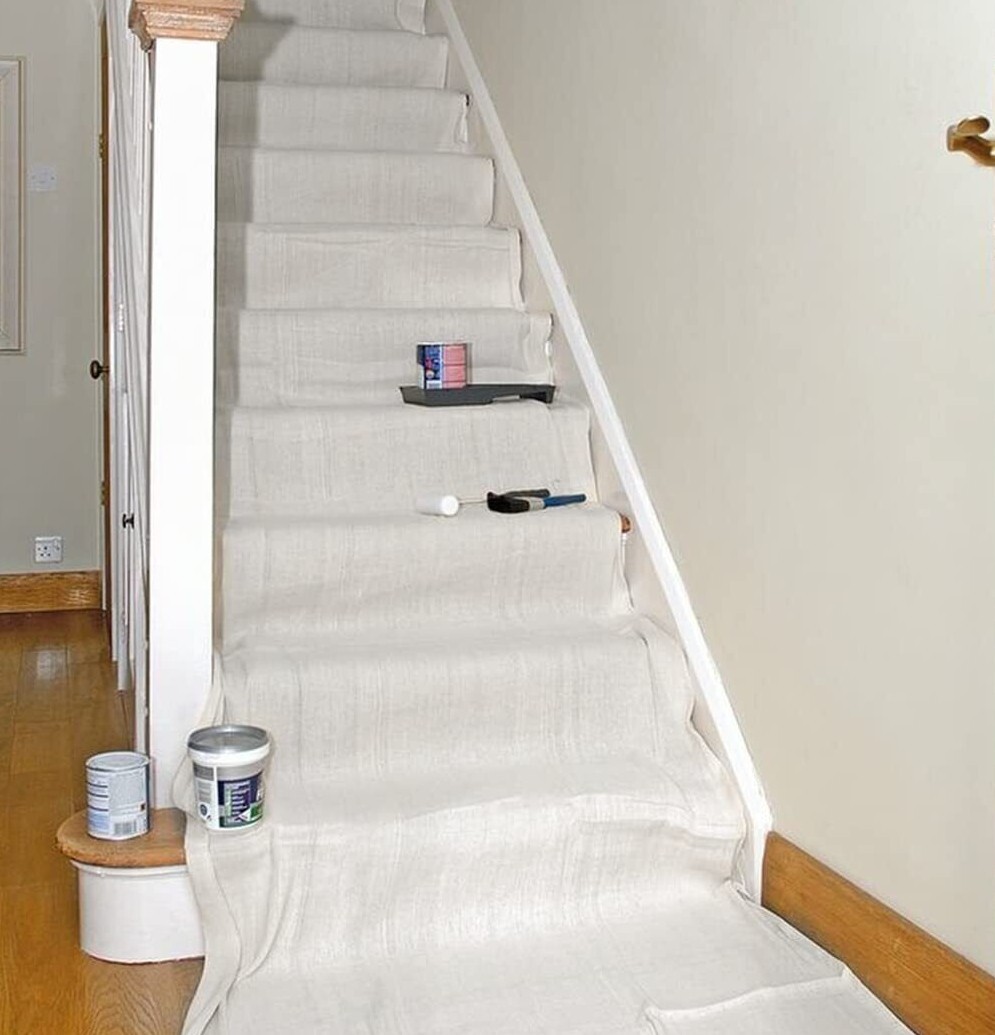 1 x STAIRCASE STAIRWAY STAIR RUNNER DUST SHEET 100% COTTON TWILL ...